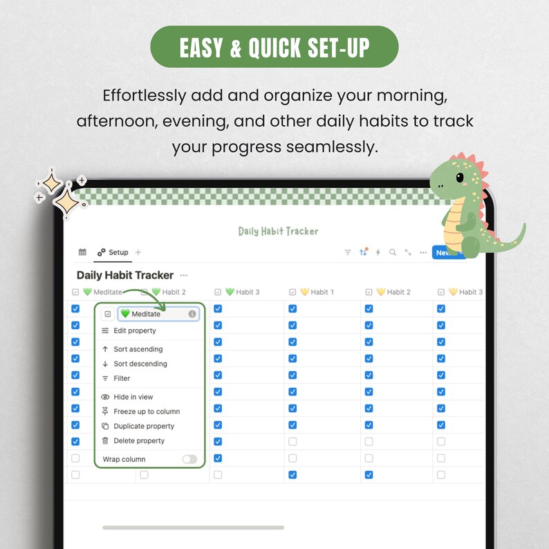 Habit Tracker Notion Template, Simple and Cute Notion Habit Tracker ...
