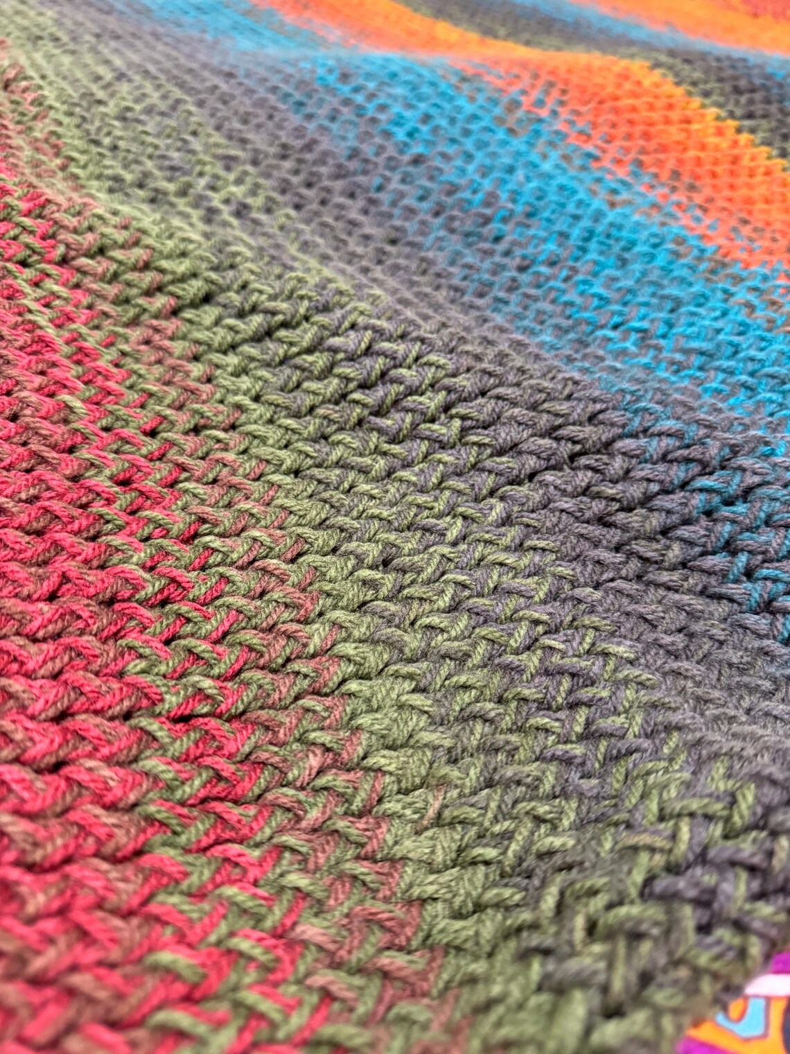 Sunset Earth Hand Knit Blanket - Etsy