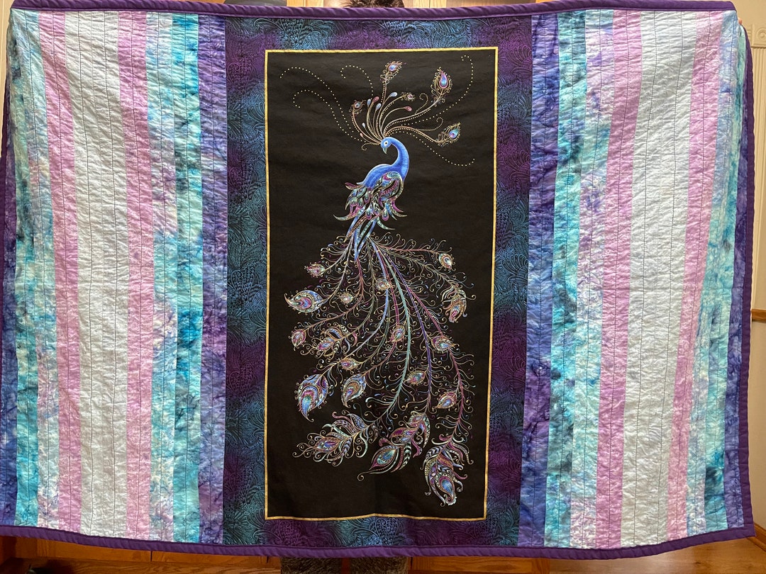 Metallic Peacock Quilt Throw - Etsy
