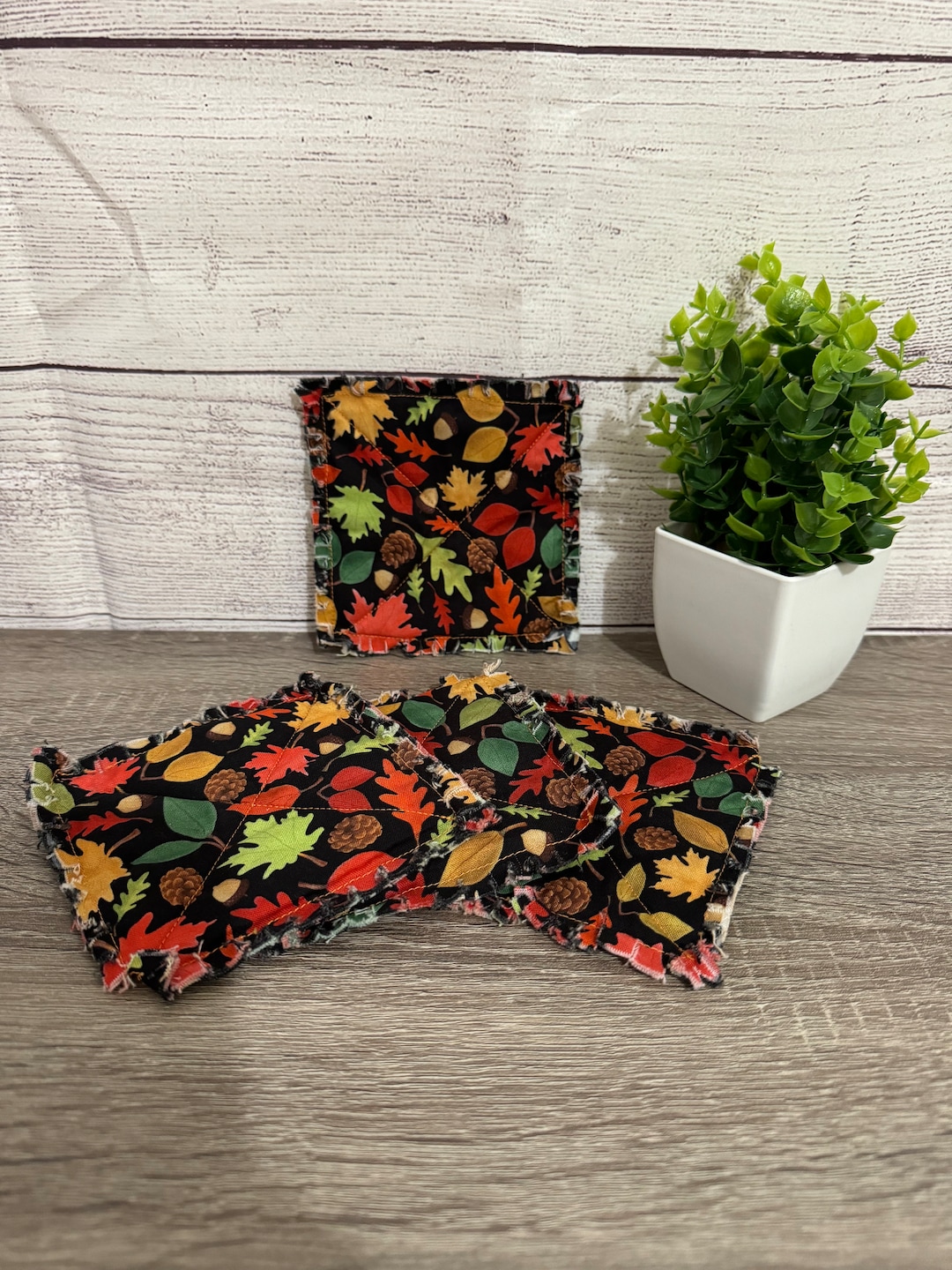 Rag Quilt Fall Mug Rugs - Etsy