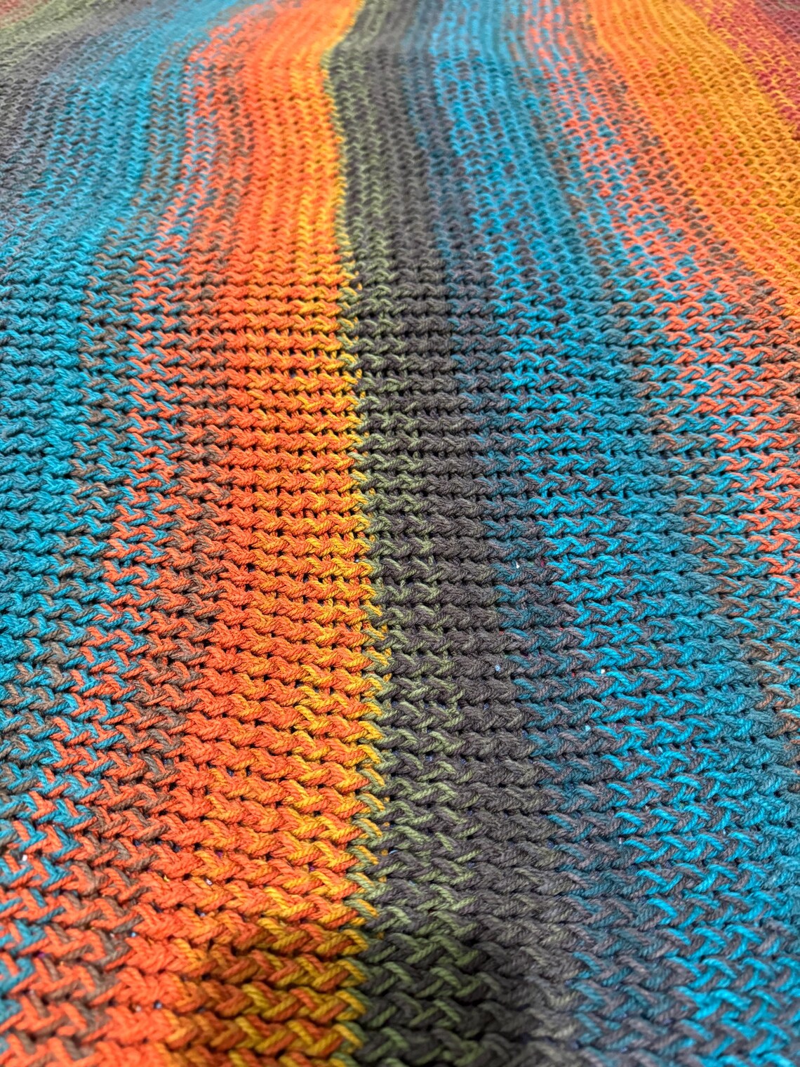 Sunset Earth Hand Knit Blanket - Etsy