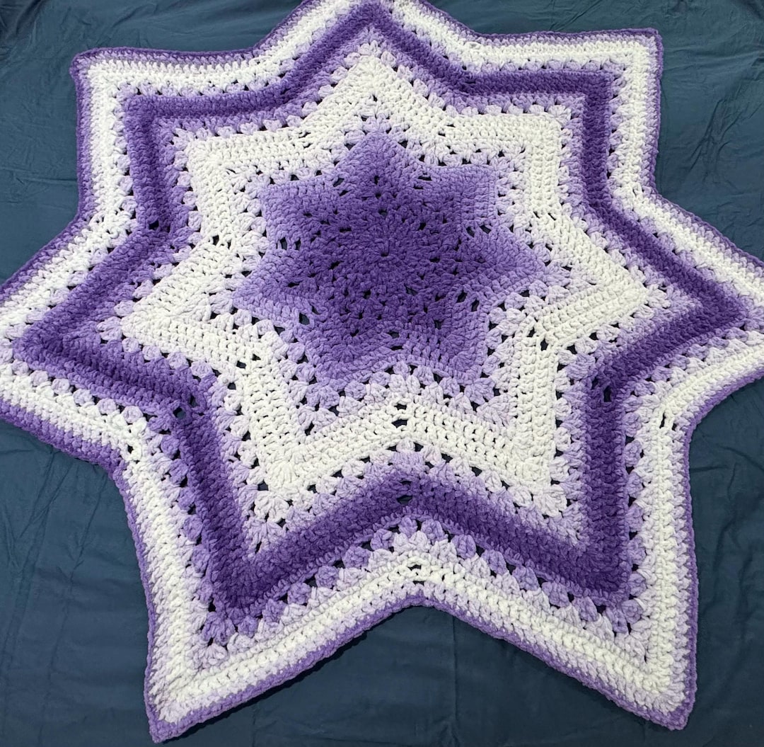 Chunky Crochet Purple Ombré Star Blanket - Etsy