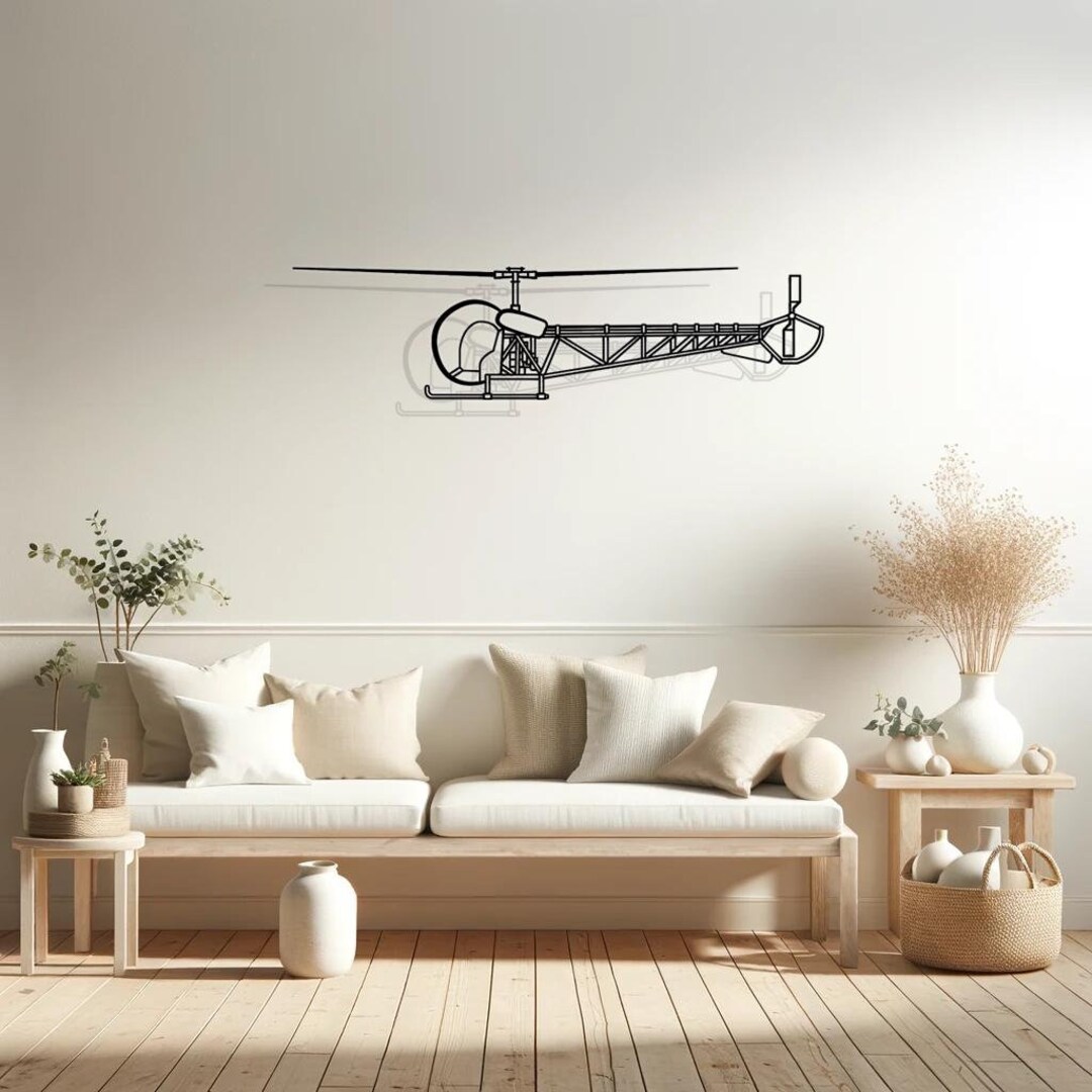 Bell 47 Silhouette Wall Decor, Helicopter Metal Sign, Pilot Gifts ...