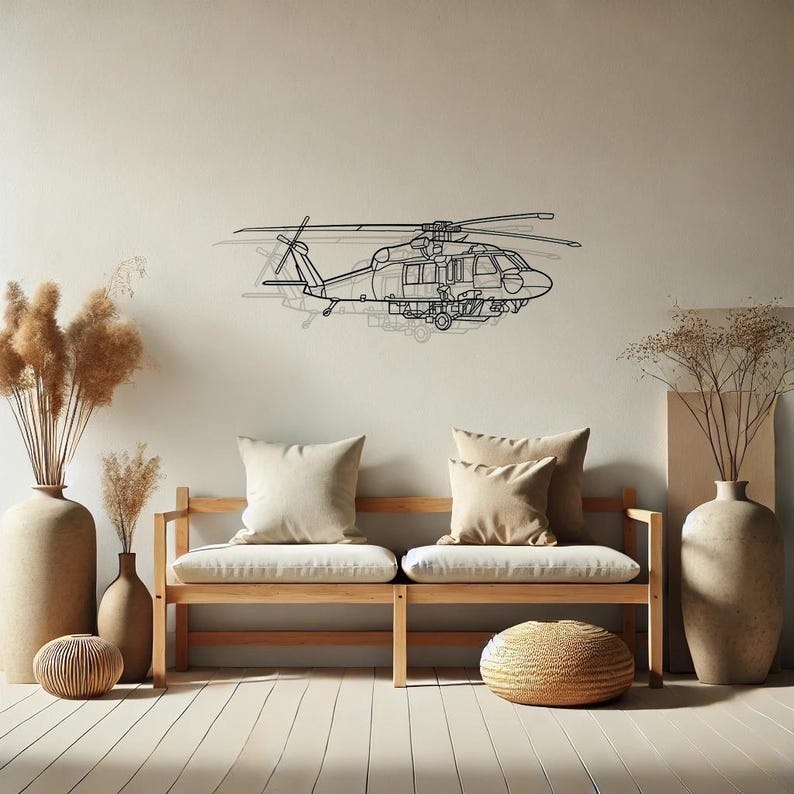 Sikorsky S-70 Silhouette Wall Decor, Helicopter Metal Sign, Pilot Gifts ...