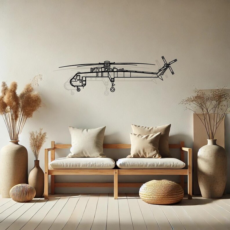 Sikorsky S-64 Skycrane Silhouette Wall Decor, Helicopter Metal Sign ...