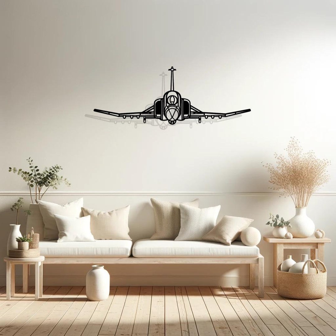 F-4 Phantom Silhouette Wall Decor, Plane Silhouette Wall Art, Pilot ...