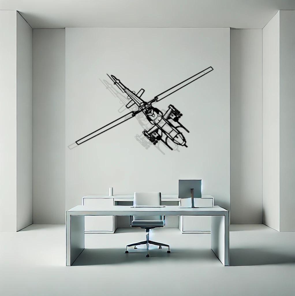 Bell AH-1F Cobra 1988 Silhouette Wall Decor, Helicopter Metal Sign ...