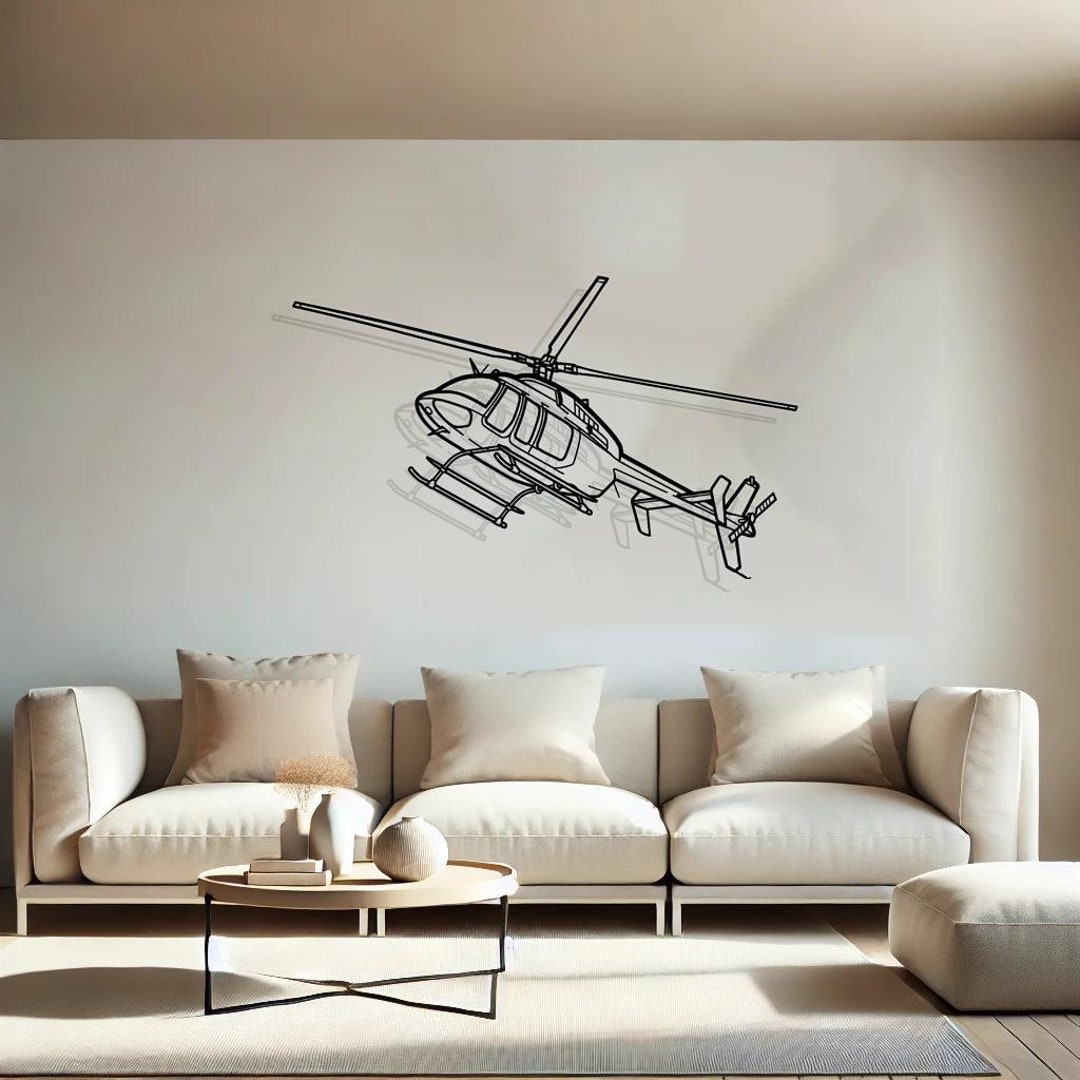 Bell 407GX Silhouette Wall Decor, Helicopter Metal Sign, Pilot Gifts ...