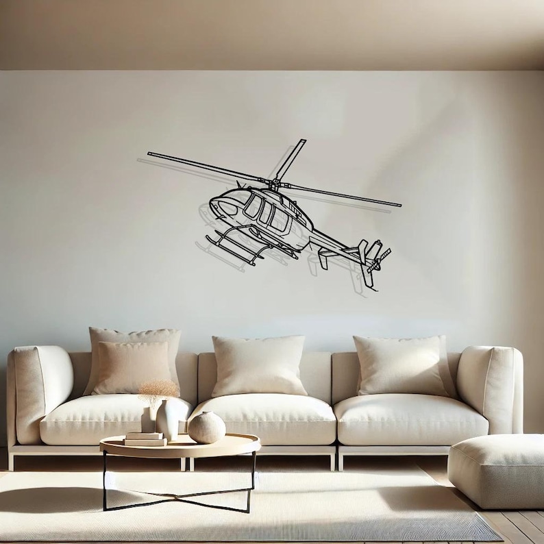 Bell 407GX Silhouette Wall Decor, Helicopter Metal Sign, Pilot Gifts ...