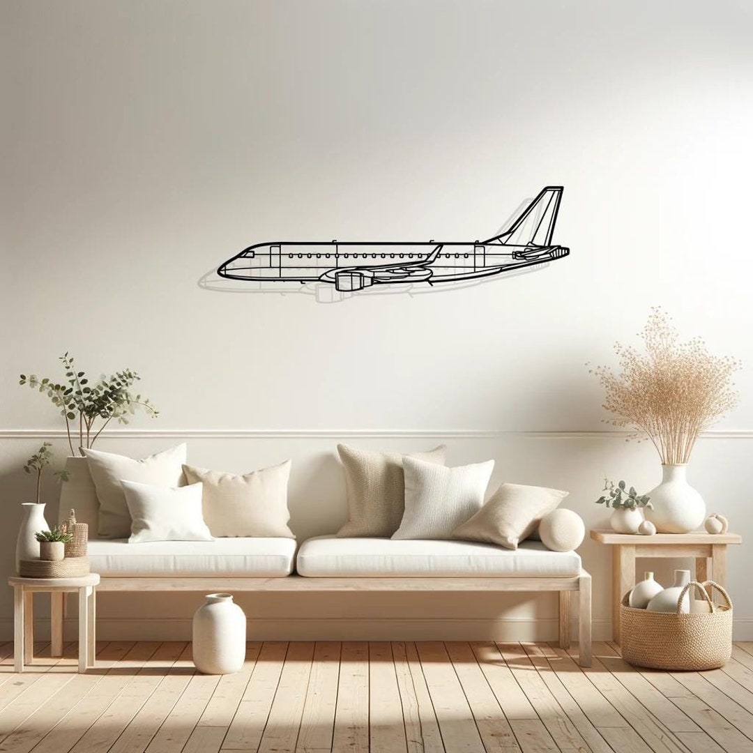 Embraer E175 Silhouette Wall Decor, Plane Metal Sign, Pilot Gifts ...