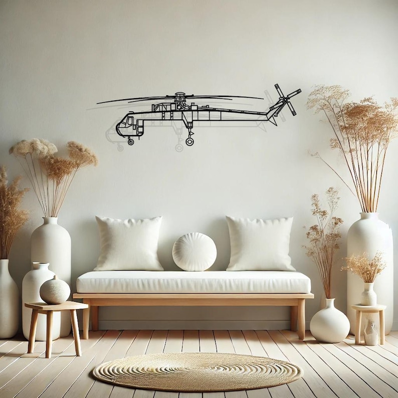 Sikorsky S-64 Skycrane Silhouette Wall Decor, Helicopter Metal Sign ...