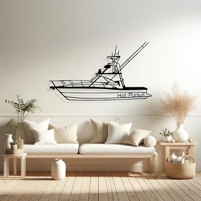 Personalized Boat Silhouette Wall Art, Sail Boat Metal Sign, Boat Gift ...