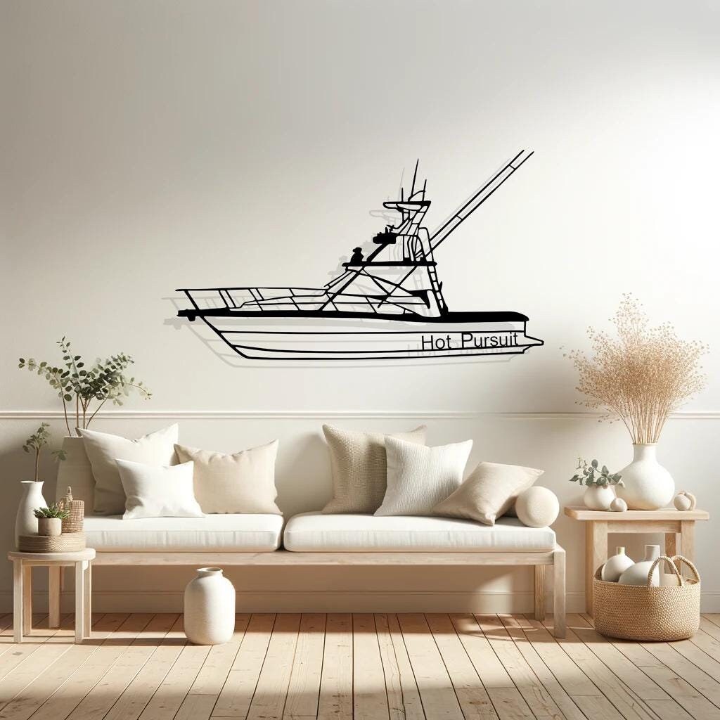 Personalized Boat Silhouette Wall Art, Sail Boat Metal Sign, Boat Gift ...