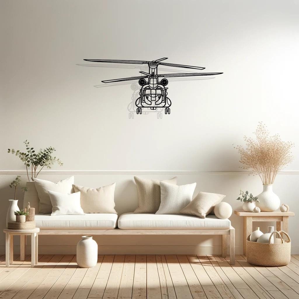 Boeing CH-47 Chinook Silhouette Wall Decor, Helicopter Metal Sign ...