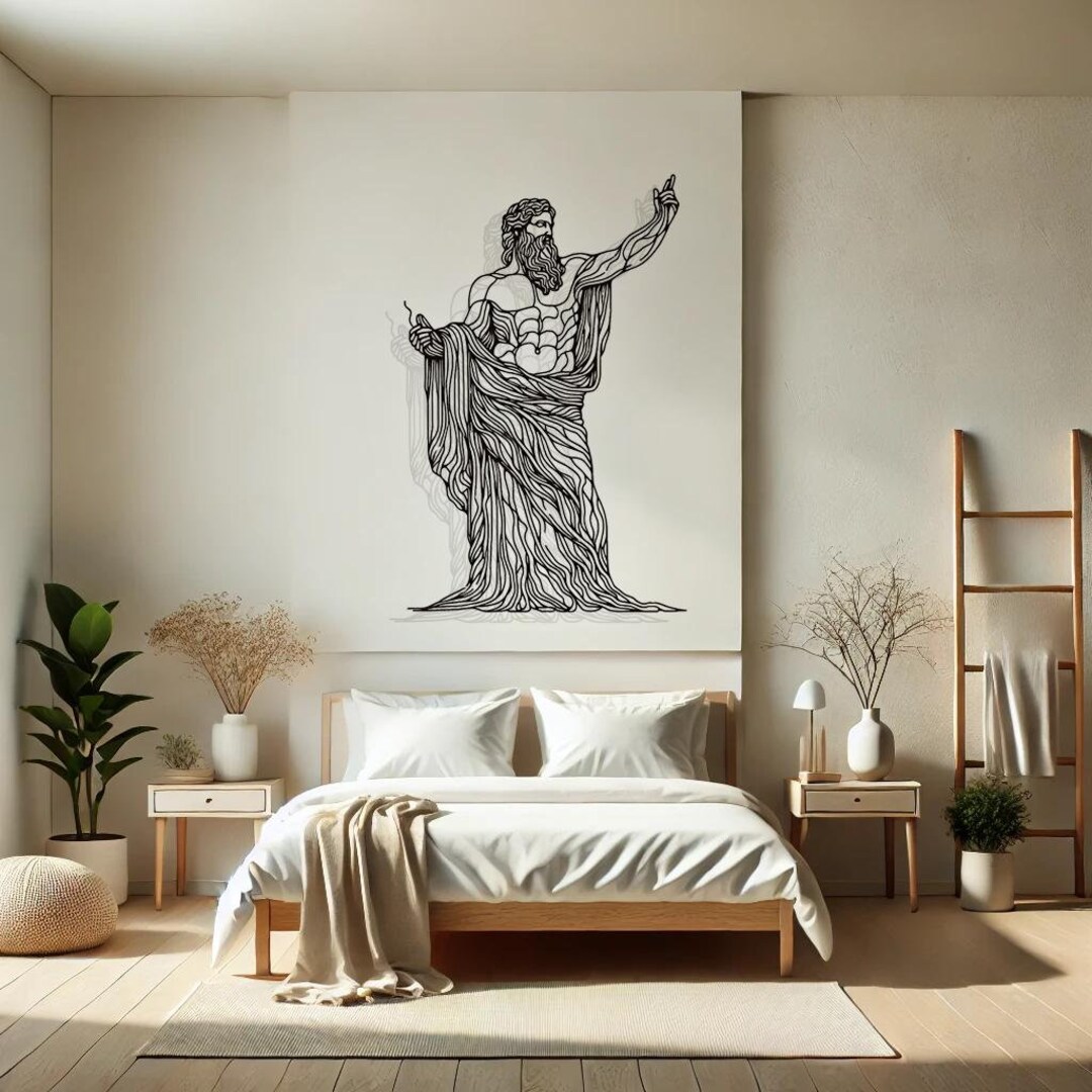 Zeus Metal Wall Art, Zeus Line Art, Mythology Lovers Gift, Mythology ...