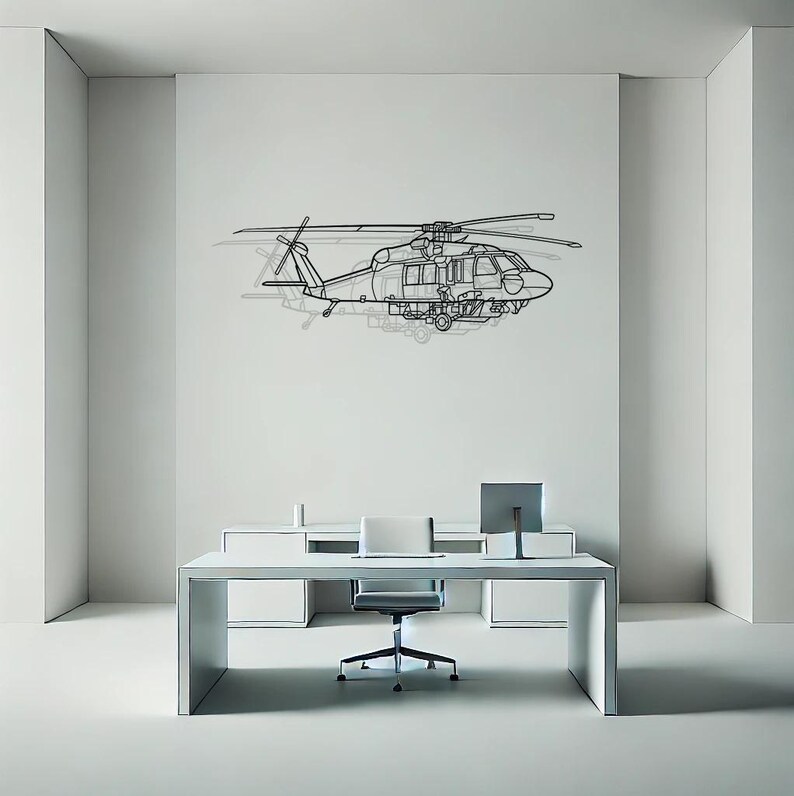 Sikorsky S-70 Silhouette Wall Decor, Helicopter Metal Sign, Pilot Gifts ...