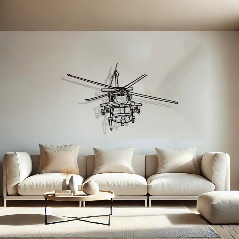 Sikorsky UH-60 Black Hawk Silhouette Wall Decor, Helicopter Metal Sign ...