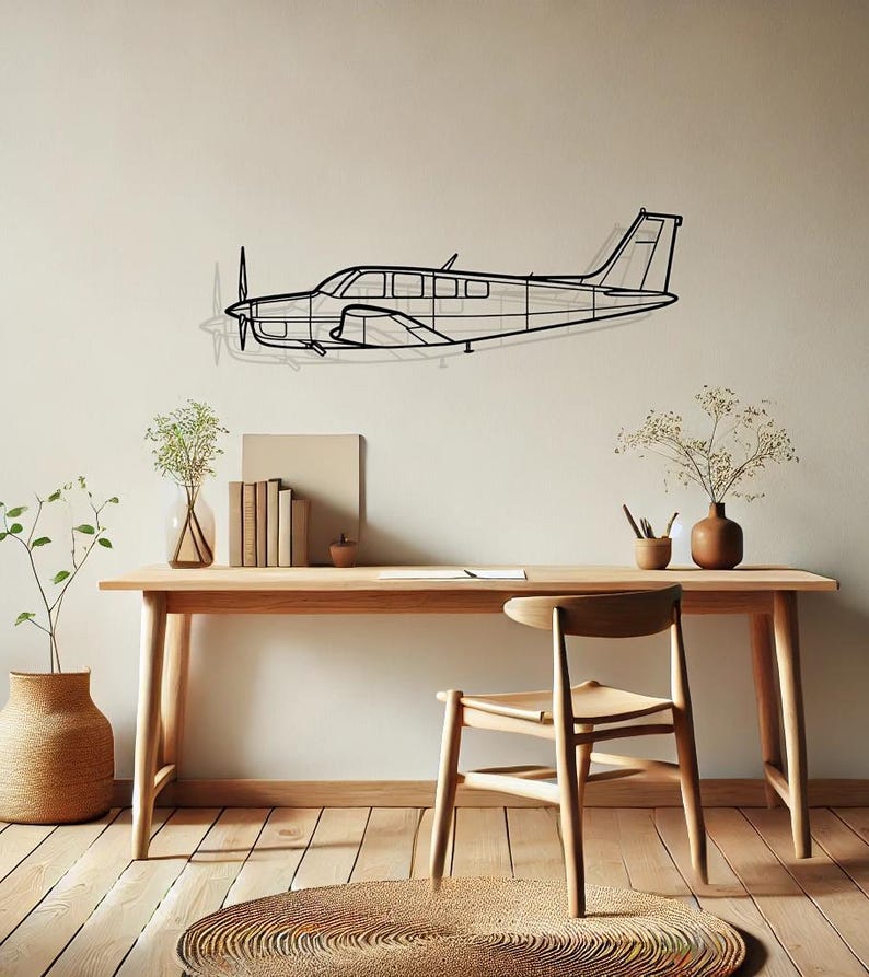 Beechcraft Bonanza A36 Silhouette Wall Decor, Plane Metal Sign, Pilot ...