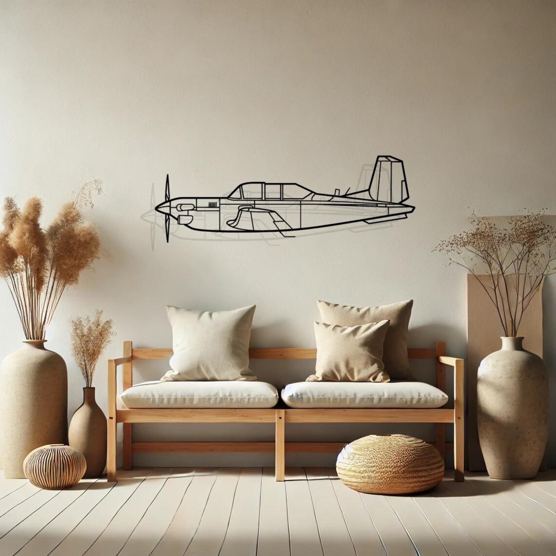T-34C Turbo Mentor Silhouette Wall Decor, Plane Metal Sign, Pilot Gift ...