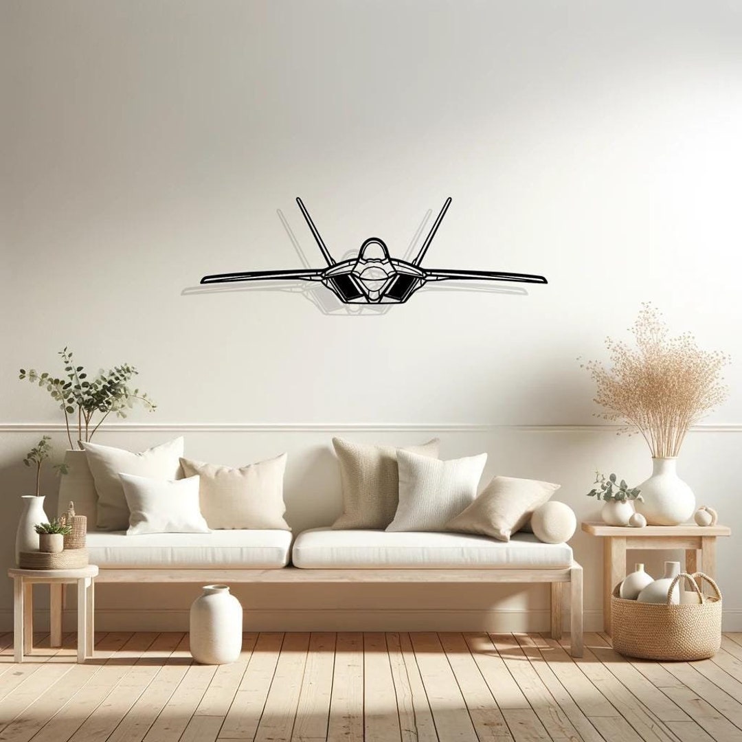 F-22 Raptor Silhouette, Metal Wall Art, Airplane Decor - Etsy