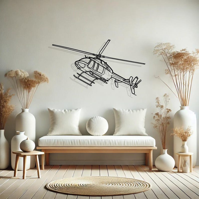 Bell 407GX Silhouette Wall Decor, Helicopter Metal Sign, Pilot Gifts ...