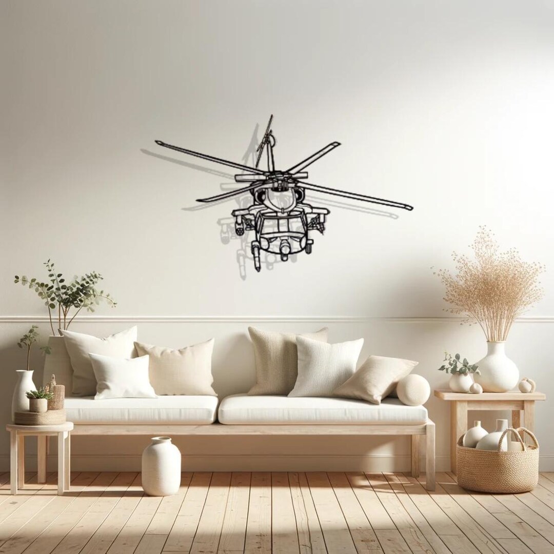 Sikorsky UH-60 Black Hawk Silhouette Wall Decor, Helicopter Metal Sign ...