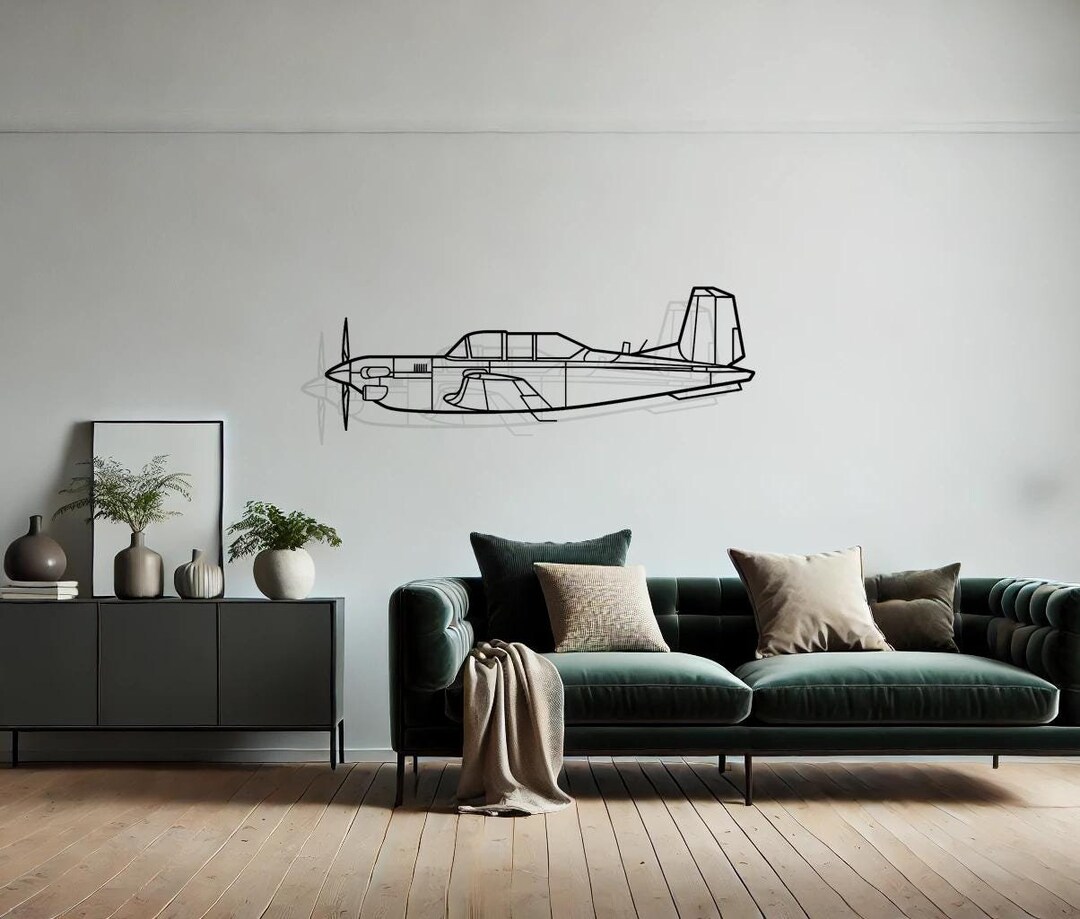 T-34C Turbo Mentor Silhouette Wall Decor, Plane Metal Sign, Pilot Gift ...