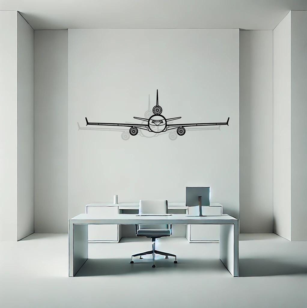 Mcdonnell Douglas MD-11 Silhouette Wall Decor, Plane Metal Sign, Pilot ...