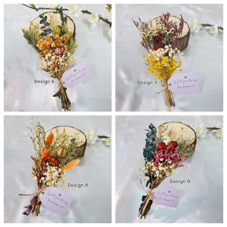 Boho Mini Dried Flower Bouquet, Bridesmaid Proposal, Wedding Favor ...