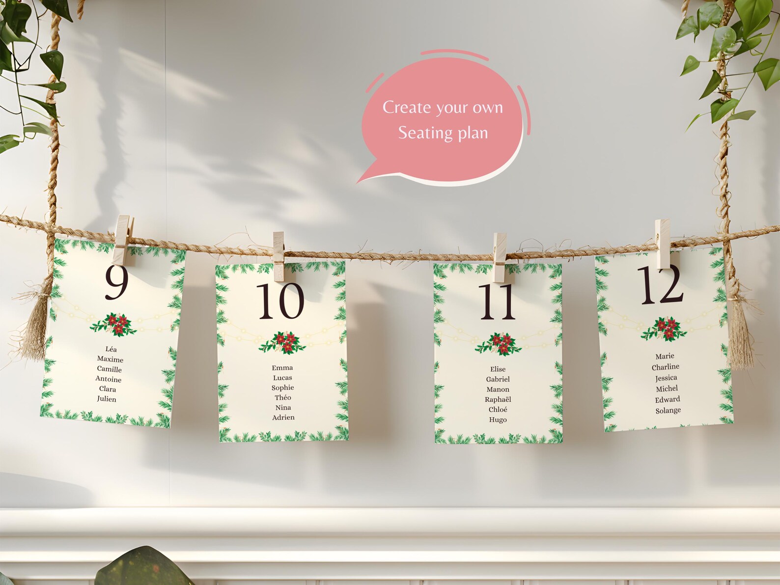 Christmas Table Numbers & Seating Chart Festive Holiday Table Numbers ...