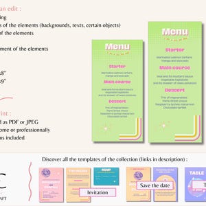 Retro Wedding Menu Template | Vintage Menu Card | Mid-century Modern ...