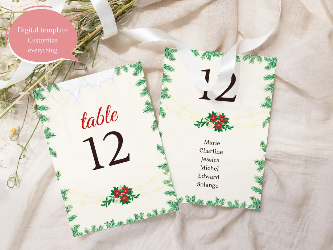 Christmas Table Numbers & Seating Chart Festive Holiday Table Numbers ...