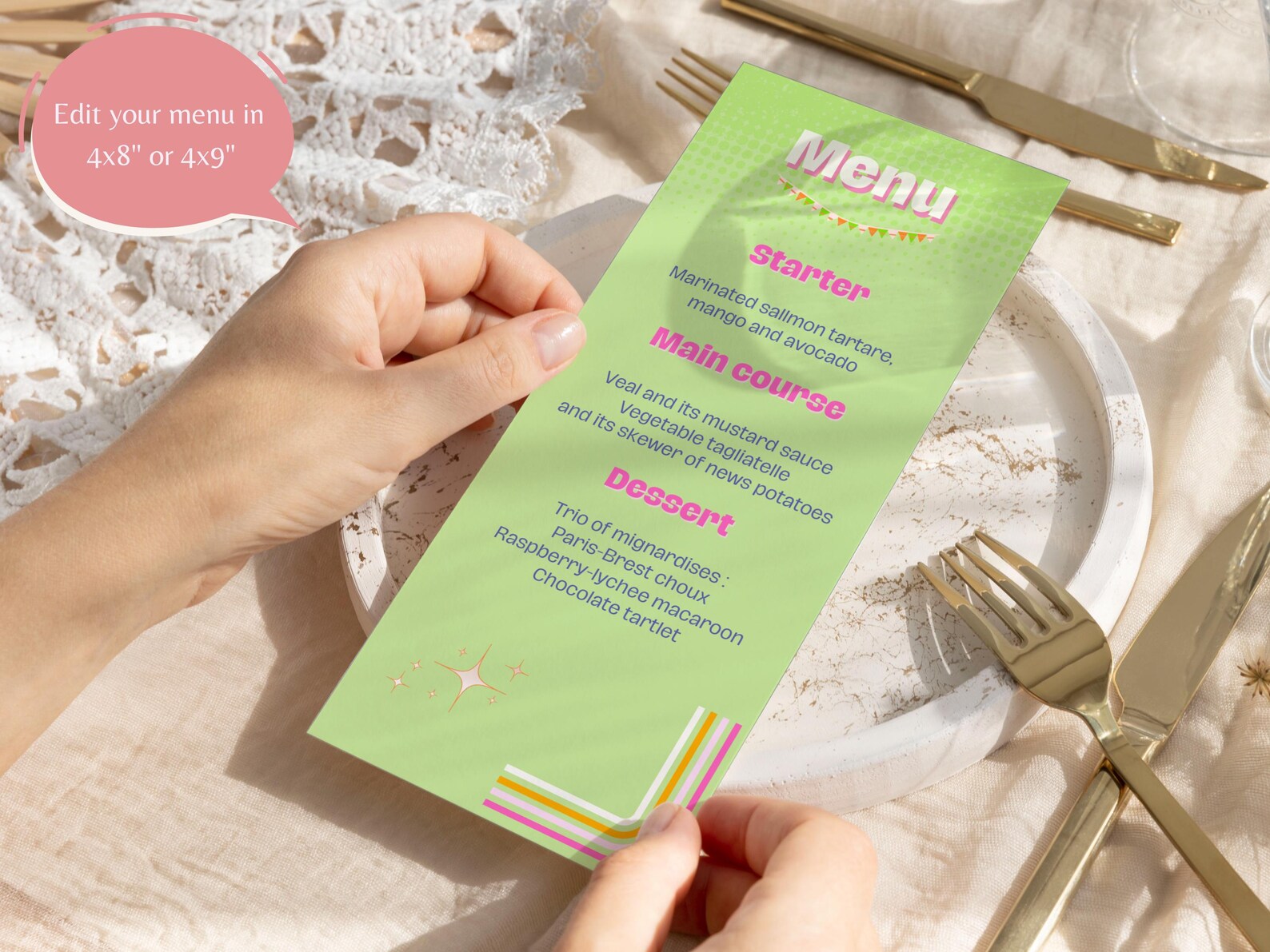 Retro Wedding Menu Template | Vintage Menu Card | Mid-century Modern ...