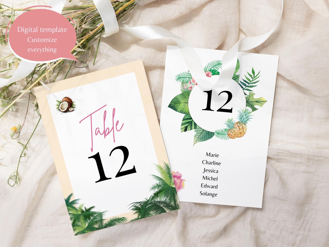 Tropical Table Numbers and Seating Chart | Exotic Wedding Table Numbers ...