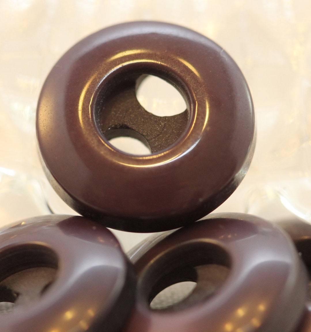 Vintage Buttons / Smooth Odd Large Hole / Dark Deep Dahlia / Brownish ...