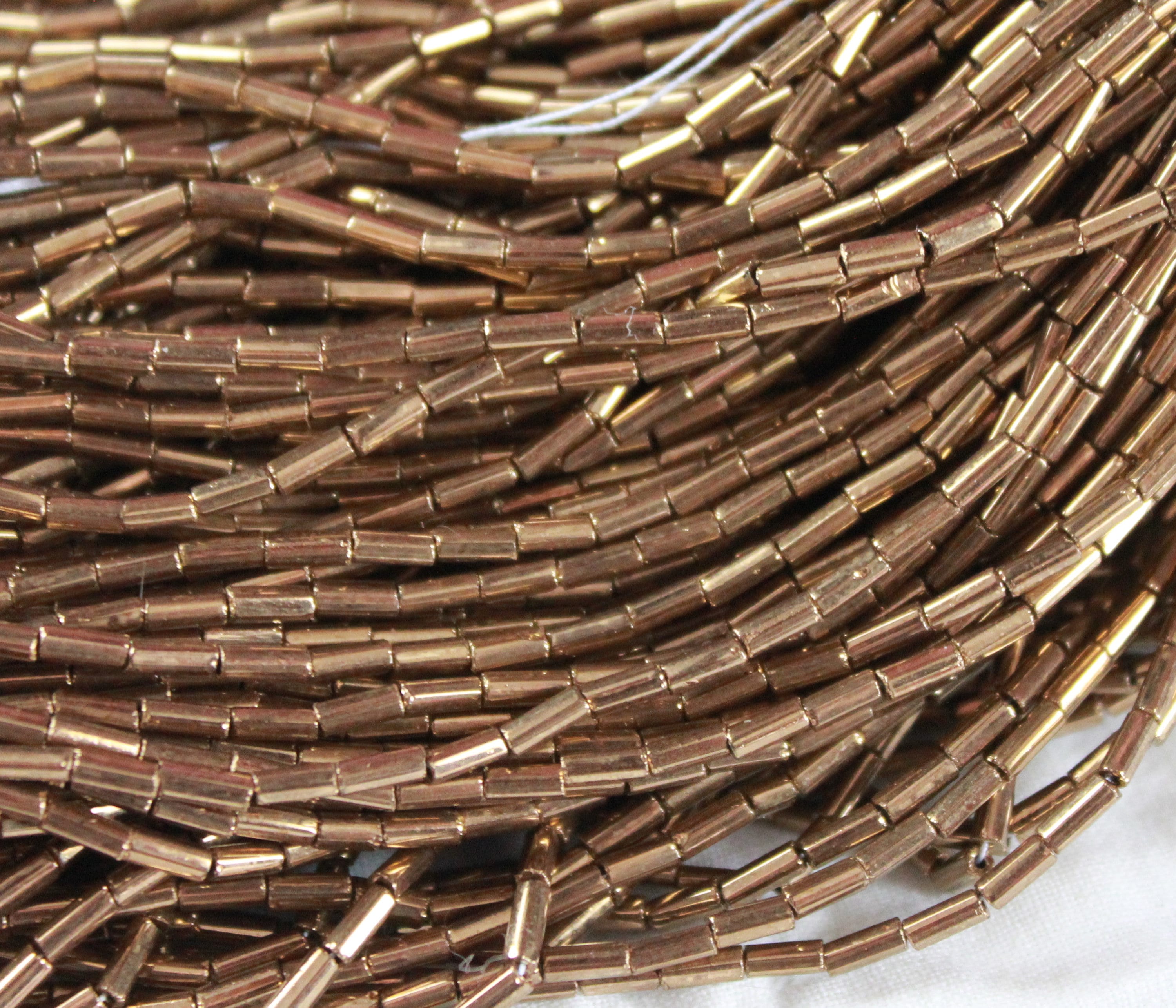 Vintage Beads / Czech Glass / Long Bugle Beads / Luminous Copper / 2 ...