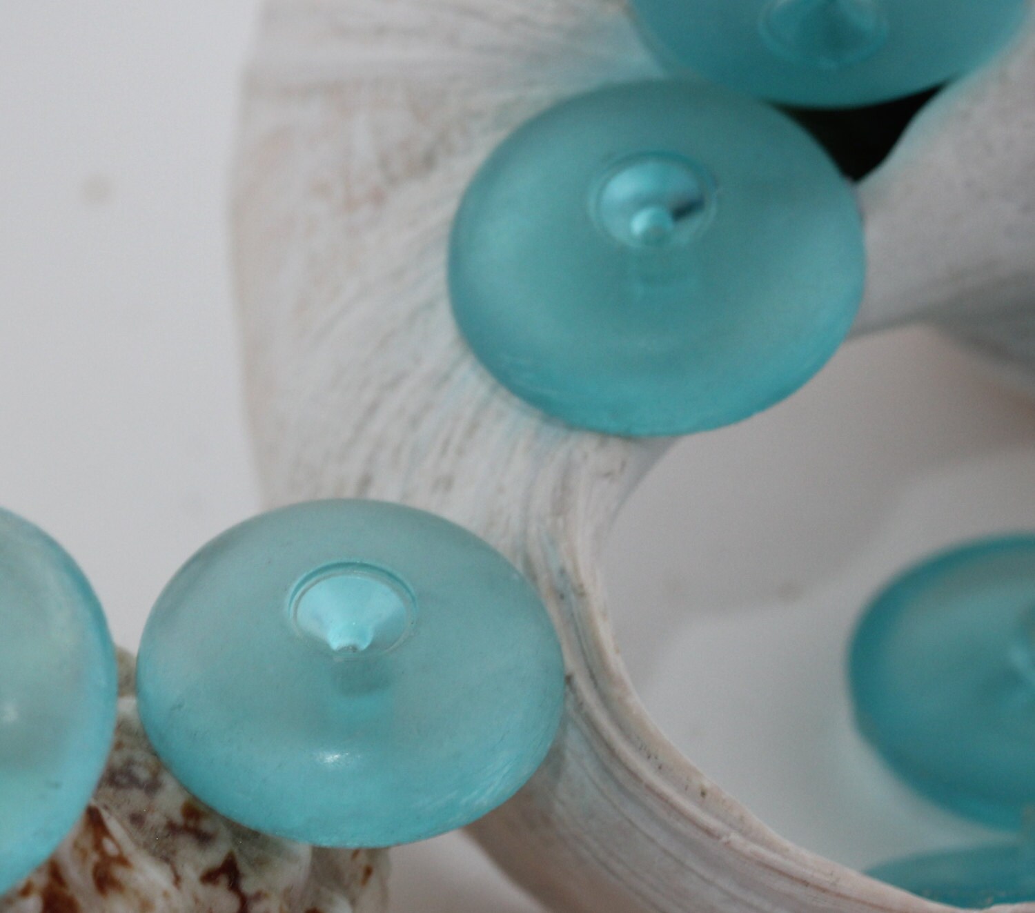 VINTAGE - Large Opaque Sea Blue Domed Shank Buttons W Indents for ...