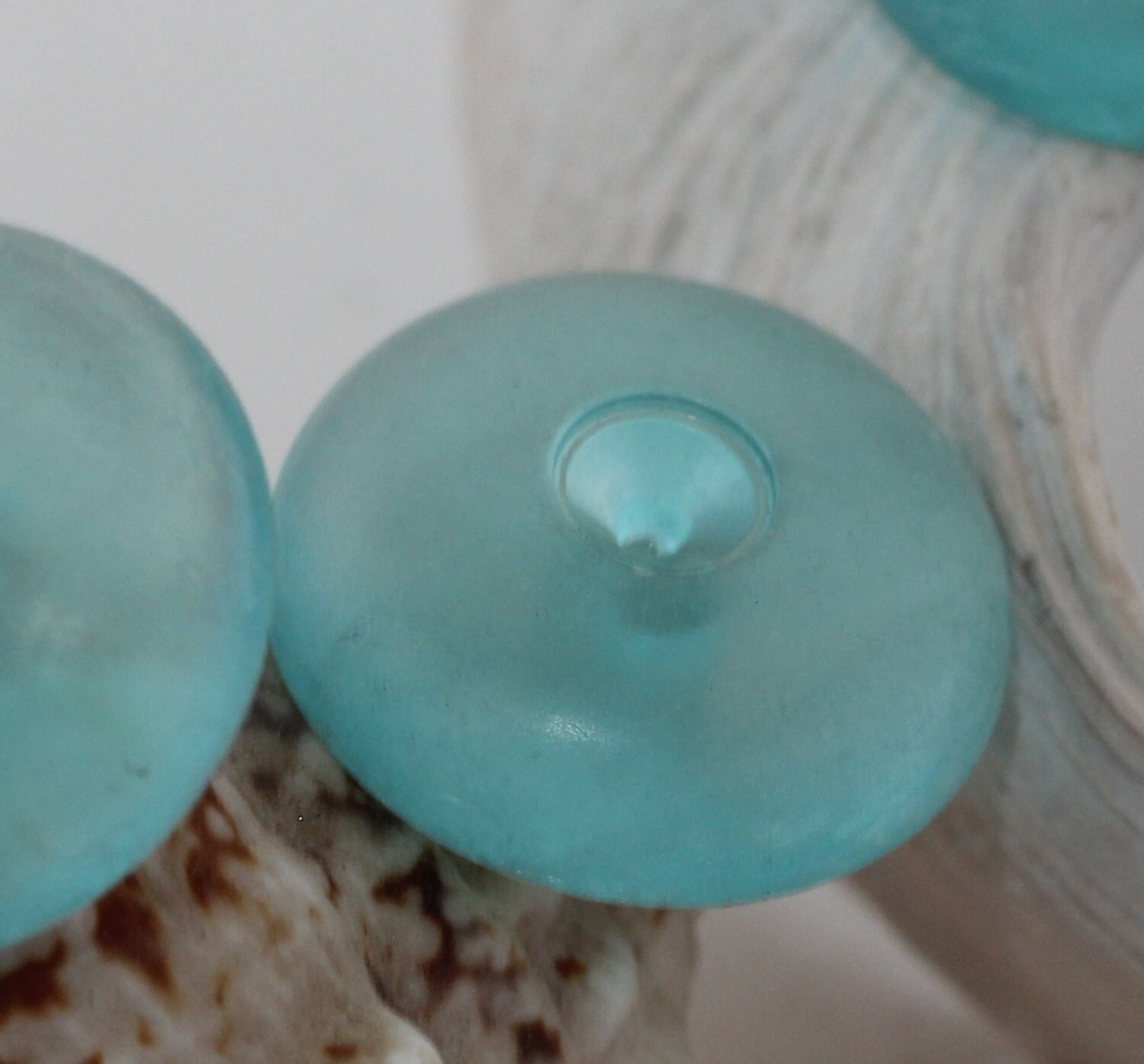 VINTAGE - Large Opaque Sea Blue Domed Shank Buttons W Indents for ...