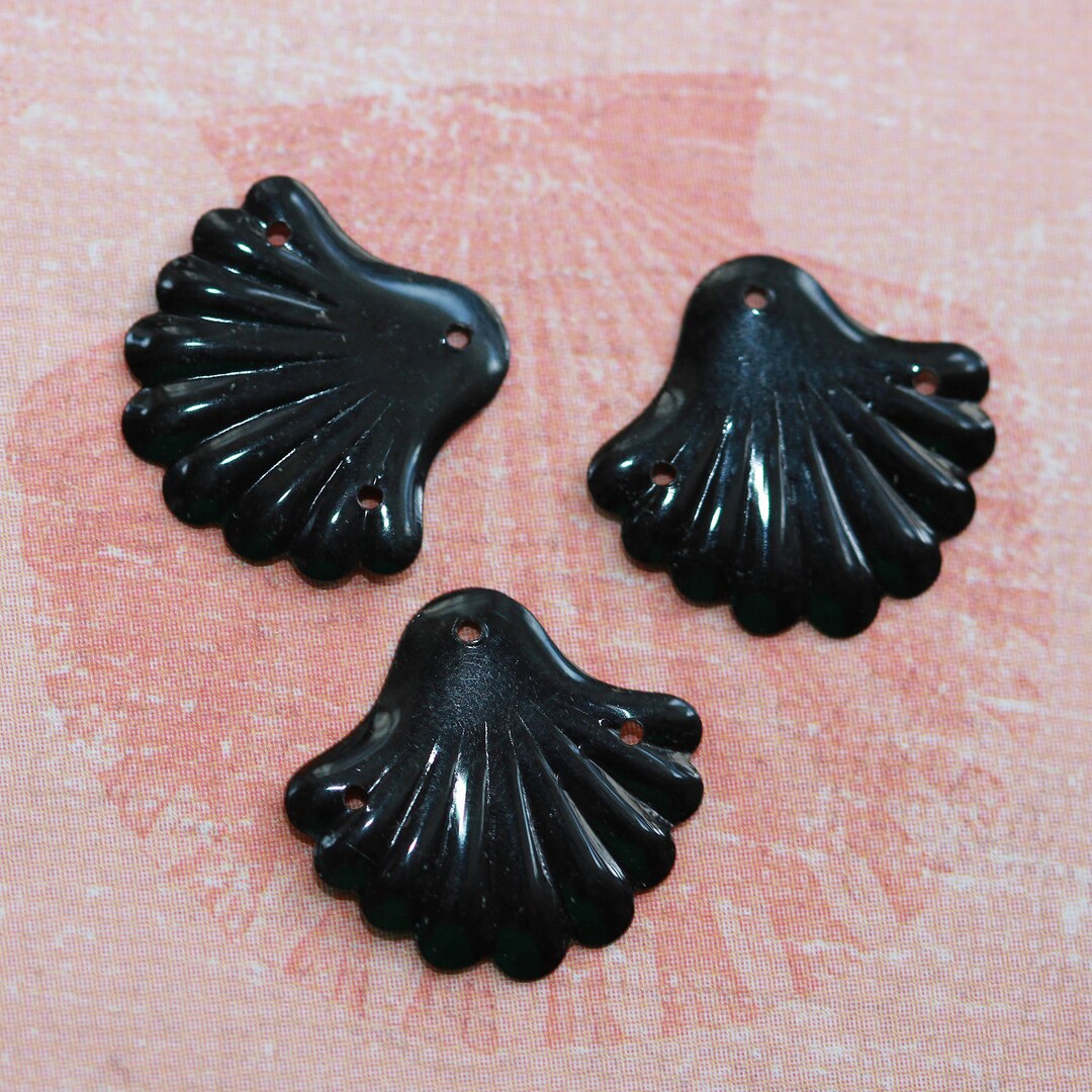 VINTAGE - Super Shiny - Jet Black - Fan Clam Shell Sequins - (50) 12 Mm ...