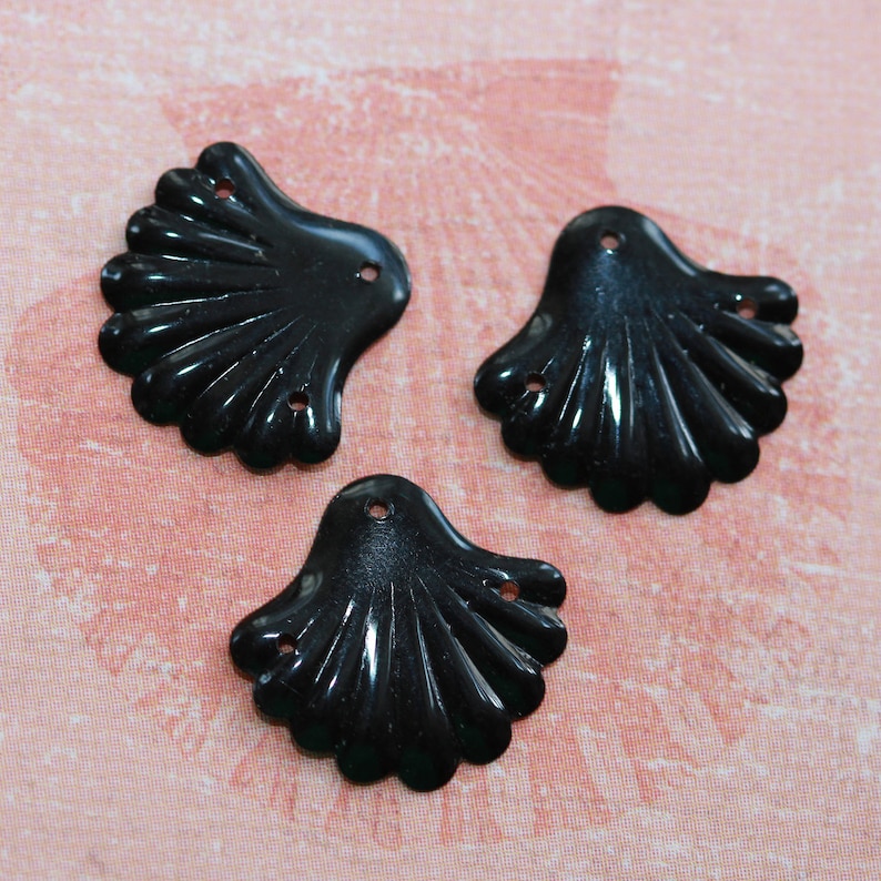 VINTAGE - Super Shiny - Jet Black - Fan Clam Shell Sequins - (50) 12 Mm ...
