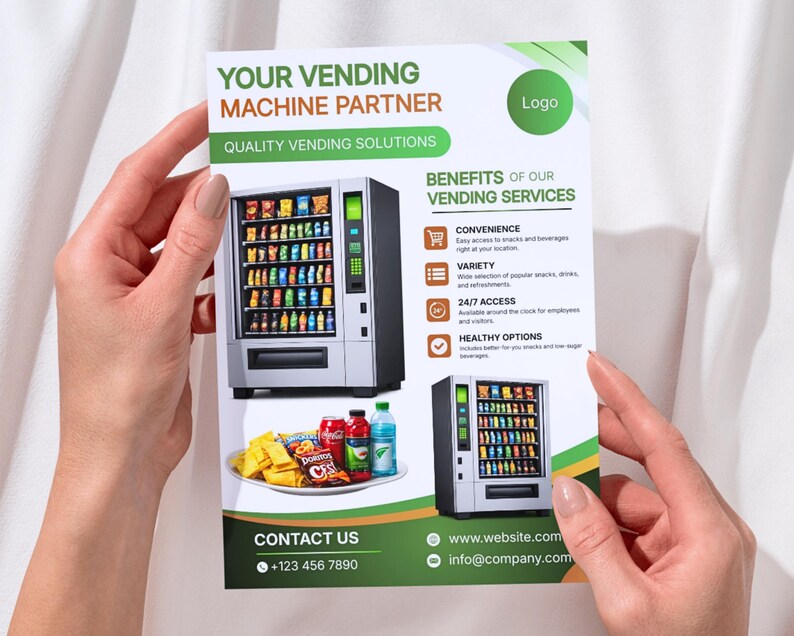 Vending Machine Flyer Template | Business Poster | Editable Canva Ad (4 ...