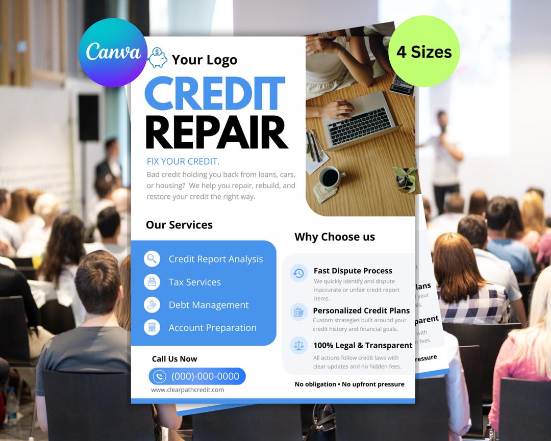 Credit Repair Flyer Template | Editable Canva Design (a4/letter/11x14 ...