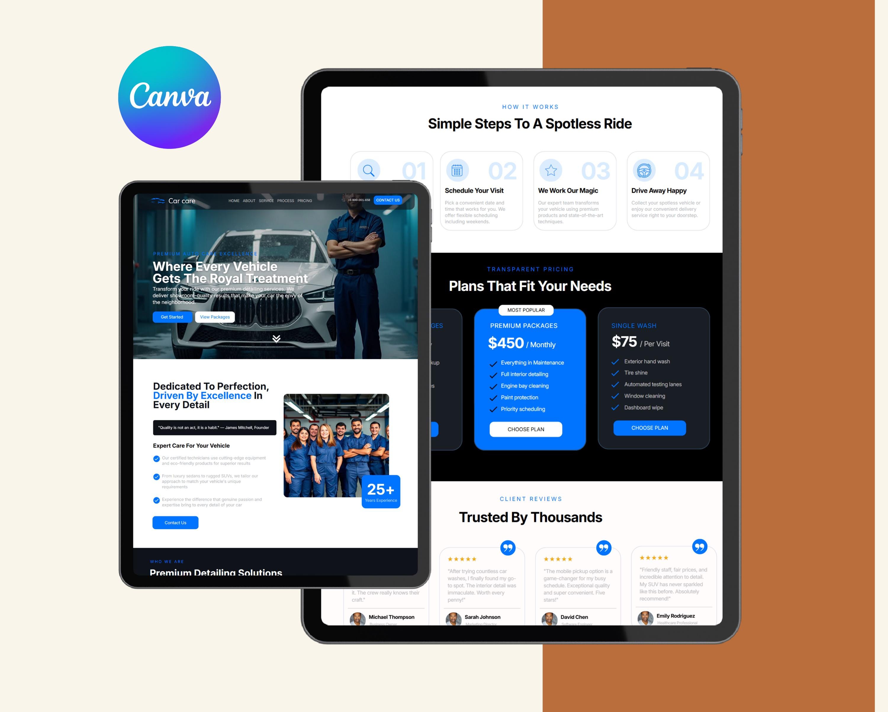 Auto Detailing Canva Website Template – Mobile Car Care Design - Etsy