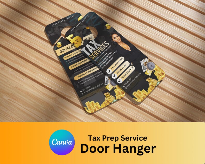Tax Services Door Hanger Template | Editable Canva Design (3.5x8.5 In ...