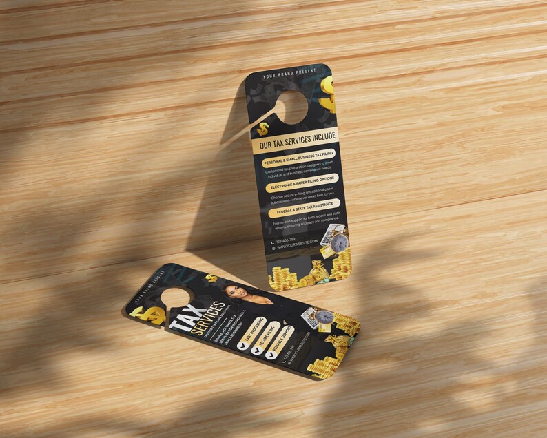 Tax Services Door Hanger Template | Editable Canva Design (3.5x8.5 In ...
