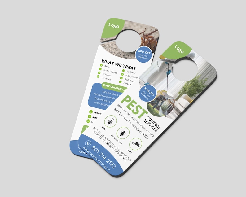 Pest Control Door Hanger Template: Canva Editable Print (digital ...