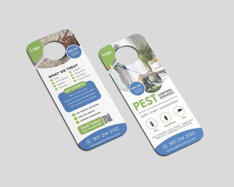 Pest Control Door Hanger Template: Canva Editable Print (digital ...