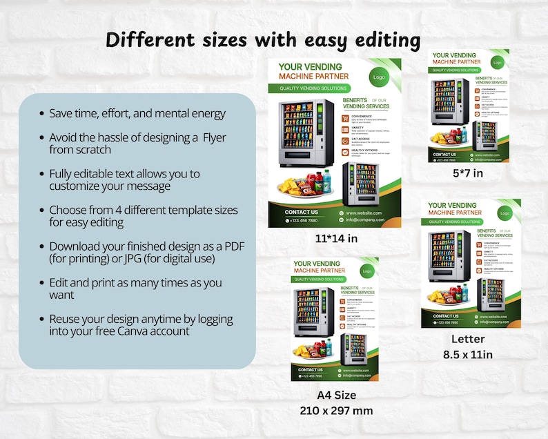 Vending Machine Flyer Template | Business Poster | Editable Canva Ad (4 ...