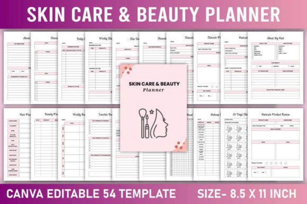 Editable Printable Skin Care & Beauty Planner, Digital Planner, Beauty ...