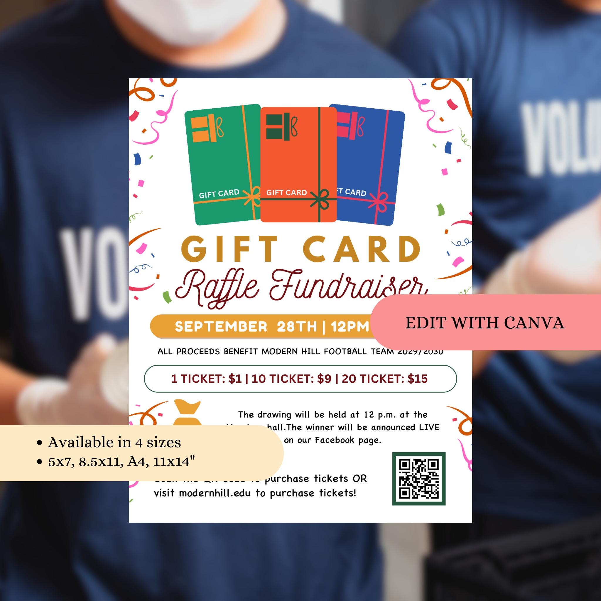 Editable Gift Card Raffle Fundraiser Flyer Template, Split the Pot ...